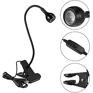 VIHOSE Big Chip 395nm UV LED Light Fixtures with Gooseneck and Clamp Mini Desk Light Clamp Portable Gooseneck for Outdoor Stall Gel Nail Curing, 5V USB Input(Black,1 Piece)