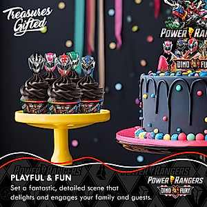 Treasures Gifted 24ct Power Rangers Cupcake Toppers & Wrappers - Officially Licensed Power Rangers Birthday Party Supplies - Power Rangers Cake Decorations - Power Rangers Cake Toppers