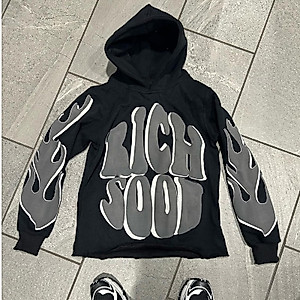 Sunwittafy Y2k Hoodie Men Women Letter Graphic Zip Up Hoodie Star Grunge Pullover Harajuku Sweatshirt Streetwear Jacket E-black