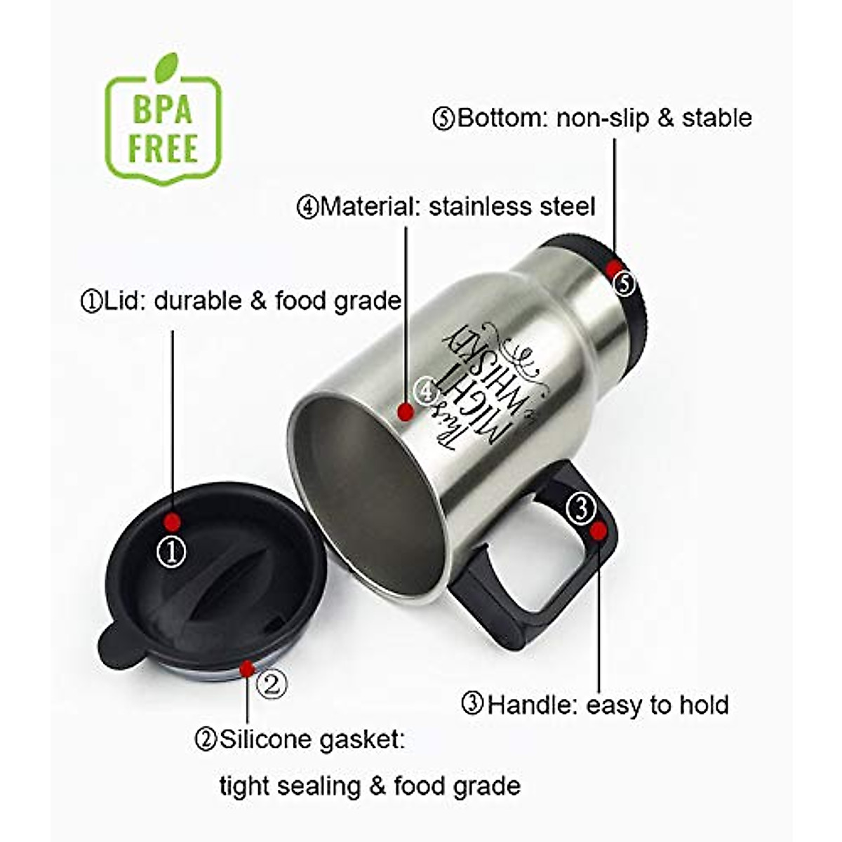 Funny Novelty This Might Be Whiskey Silver Stainless Steel Material Travel Mugs 14oz Water Coffee Cup -For Home,Office,School,Car–Works Great For Ice Drink,Hot Beverage