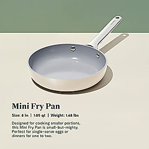 Caraway Nonstick Ceramic Mini Fry Pan (1.05 qt, 8") - Non Toxic, PTFE & PFOA Free - Oven Safe & Compatible with All Stovetops (Gas, Electric & Induction) - Cream