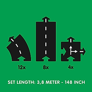 Waytoplay Highway, 24 Piece Circuit for Toy Cars - Flexible, Indestructible, and Waterproof - Modular Car Tracks - Made in The Netherlands