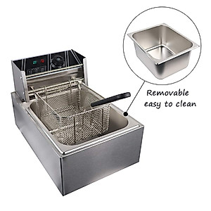 Deep Fryer with Basket, Fry Daddy, Fryers with Baskets, Countertop Stainless Steel, French Fries Fryer, for Commercial Restaurant, Fast Food Restaurant (6L)