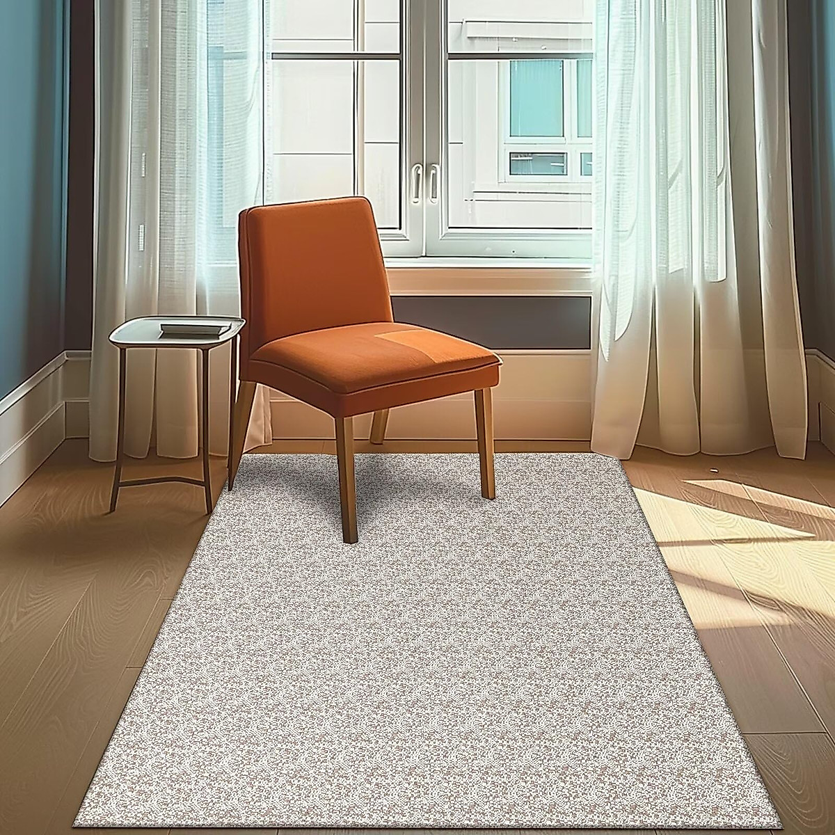 Area Rugs 3x5 Bedroom Rugs Washable Non-Slip Rubber Backed Farmhouse Cotton Woven Throw Rugs Low Pile Floor Carpet Bohemian Indoor Rug for Entryway, Kitchen, Living Room, Tan Cream