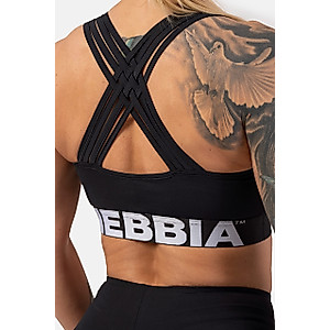 NEBBIA Medium Impact Cross Back Sports Bra 410 Black