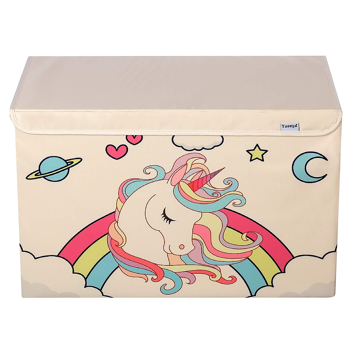 Yosayd Flexible Unicorn Kids Fabric Toy Storage Bins with Flip-top Lid, Light Weight Large Toy Chest for Toy, Book, Clothing