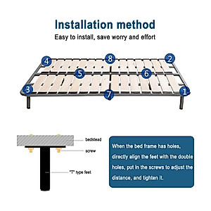 Bed Support Legs, Metal Adjustable Legs for Bed, Heavy Duty Bed Center Frame Middle Reinforce Circular Bottom Extendable Slat Support Leg for Cabinet Sofa Bed Frame Replacement Parts (Black 2 Pcs)