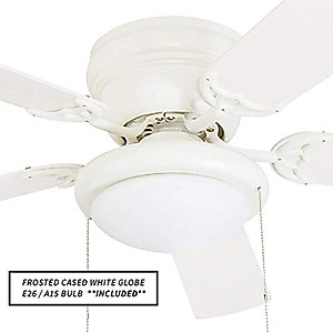 Portage Bay 50254 Hugger 52" White West Hill Ceiling Fan with Bowl Light Kit