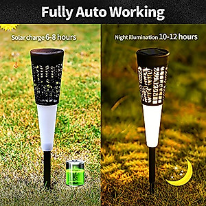 Halloween Decoration Solar Pathway Lights, Solar Garden Lights Outdoor Waterproof, Up to 12 Hrs, Solar Powered LED Landscape Lighting for Lawn, Patio, Yard, Walkway, Driveway, (Warm White) 4Pack