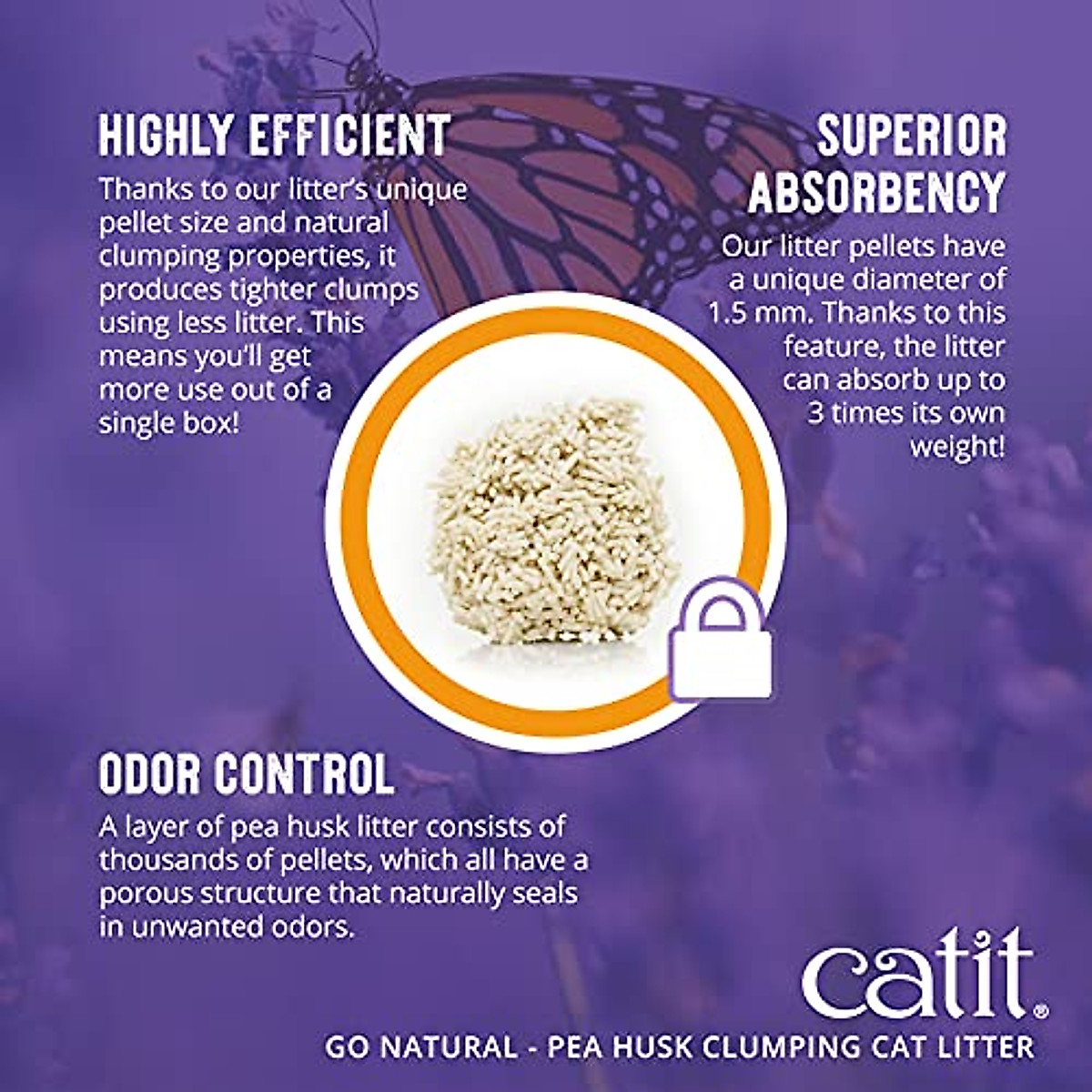 Catit Go Natural Pea Husk Clumping Cat Litter 14.8 lb, Lavender