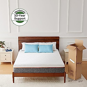 Marsail Queen Mattress, 10-inch Gel Memory Foam Mattress, Medium-Firm Queen Mattress in a Box for Pressure Relief & Support, Breathable Cooling Queen Size Mattress with Zippered Cover