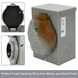 PAULINN 50 Amp Generator Box, Bundle with 15FT 50 Amp RV Power Extension Cord with Cord Organizer, Heavy Duty NEMA 14-50P to SS 2-50R, 6/3+8/1 Gauge RV Twist Locking Adapter Plug, ETL Listed