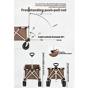 Naturehike Collapsible Outdoor Utility Folding Wagon, Heavy Duty Beach Wagon Cart, Large Capacity Foldable Grocery Wagon for auto Camping Garden Sports Outdoor Use (Almond White)