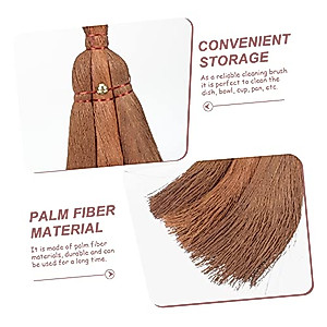 UTHCLO Brown Silk Broom Palm Whisk Broom with Handle Mini Witch for Desk Mini Brush Heavy Duty Desk Short Handle Broom Desk Cleaning Brush Straw Broom Small Natural Handle