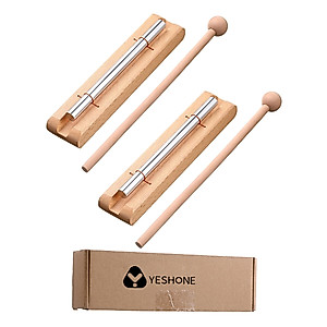 Yeshone 2 Set Hand Chimes for Classroom Meditation Chimes Bells Classroom Management Tools Chimes Instrument with Mallet for Meditation Yoga Prayer Teacher School(Wood Color, Single Tone)