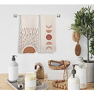 NOQL Boho Abstract Sun Sunrise Sunburst Sunshine and Moon Phase Kitchen Towels and Dishcloths Sets of 2,Boho Absorbent Drying Cloth Hand Towels Tea Towels for Bathroom Kitchen,16×24 inches