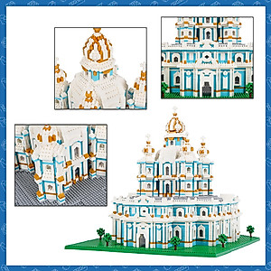 Geniteen Micro Mini Blocks Smolny Cathedral Model Building Blocks Set Architecture Model Mini Building Blocks Gifts for Adult