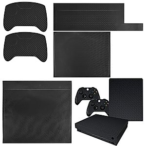 CM Carbon Fiber Protective Skin Decal Sticker Cover Vinyl Skin Wrap for Xbox One X Console and Remote Controllers