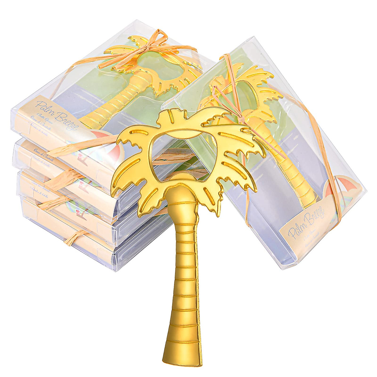 50PCS Coconut Tree Bottle Openers for Wedding Favors, Hawaiian Bridal Shower or Baby Shower Party Gifts for Guests Bulk (Gold)