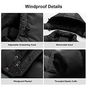 Pursky Puffer Jacket Men Heavyweight Hooded Waterproof Ski Windbreaker Thicken Winter Fur Coats Black L