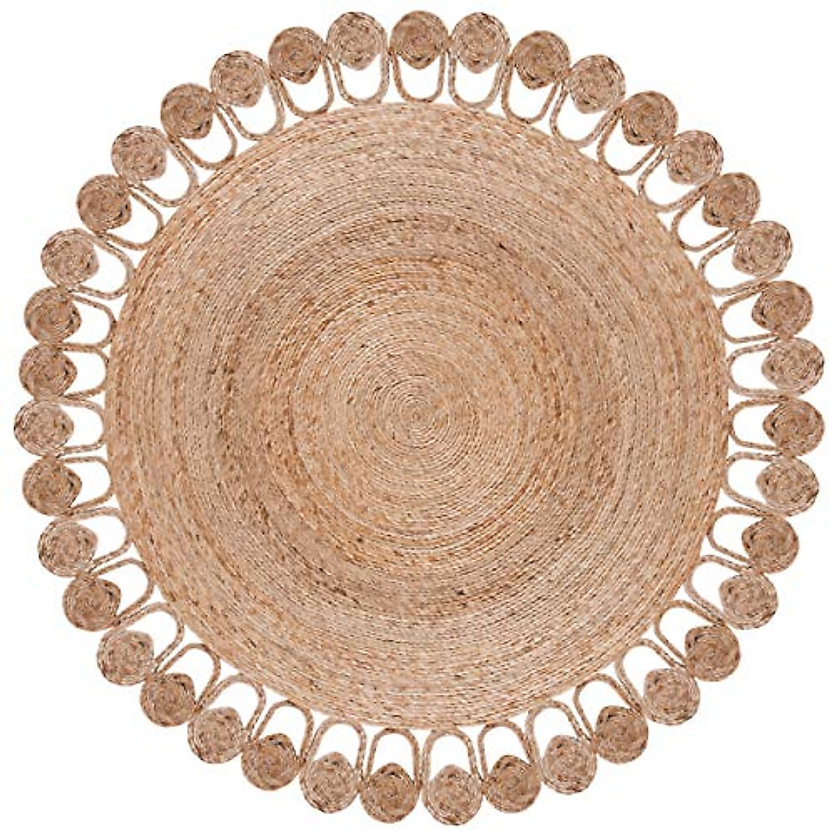 SAFAVIEH Natural Fiber Round Collection 3' Round Natural NFB252A Handmade Boho Country Charm Jute Area Rug