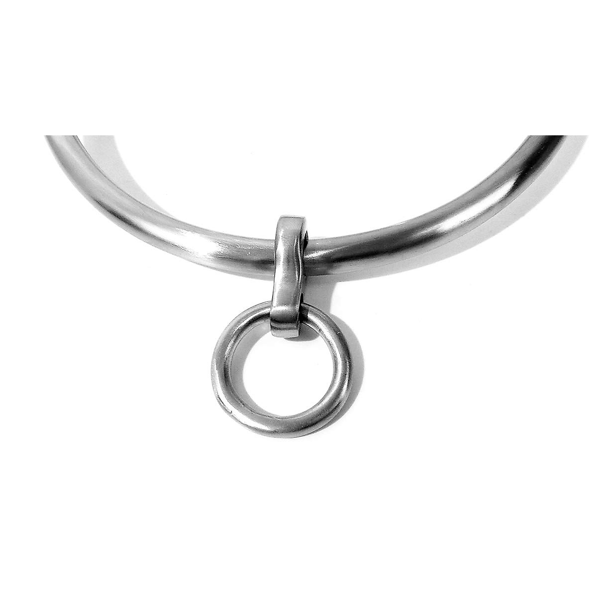 Cuffstore 17" Locking Eternity Collar Satin Stainless Curved Neck Choker Collar w/Ring