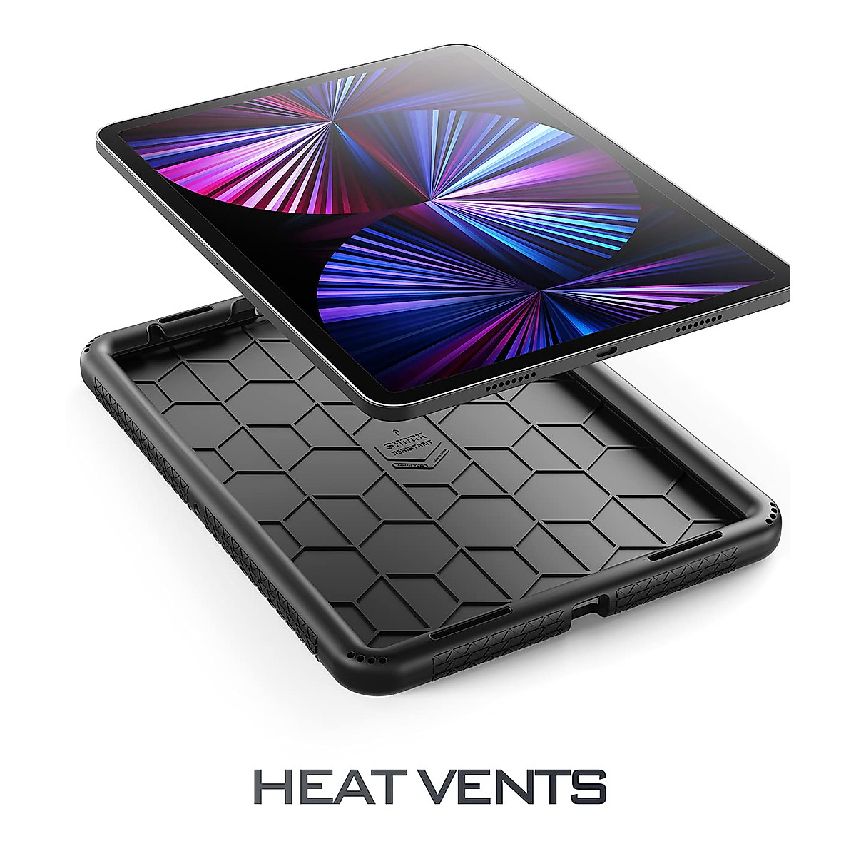 Poetic TurtleSkin Heavy Duty Case Designed for iPad Pro 11 Inch 4th Gen 2022 / 3rd Gen 2021 / 2nd Gen 2020 / 1st Gen 2018, Rugged Shockproof Drop Protection Kids Friendly Silicone Cover Case, Black