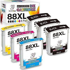 MS DEER Upgraded Compatible 88 Ink Cartridges Replacement for HP 88 XL High Yield for OfficeJet Pro K550 K5400 K8600 L7000 L7500 L7550 L7600 Printer (3 Black, 1 Cyan, 1 Magenta, 1 Yellow) 6 Pack