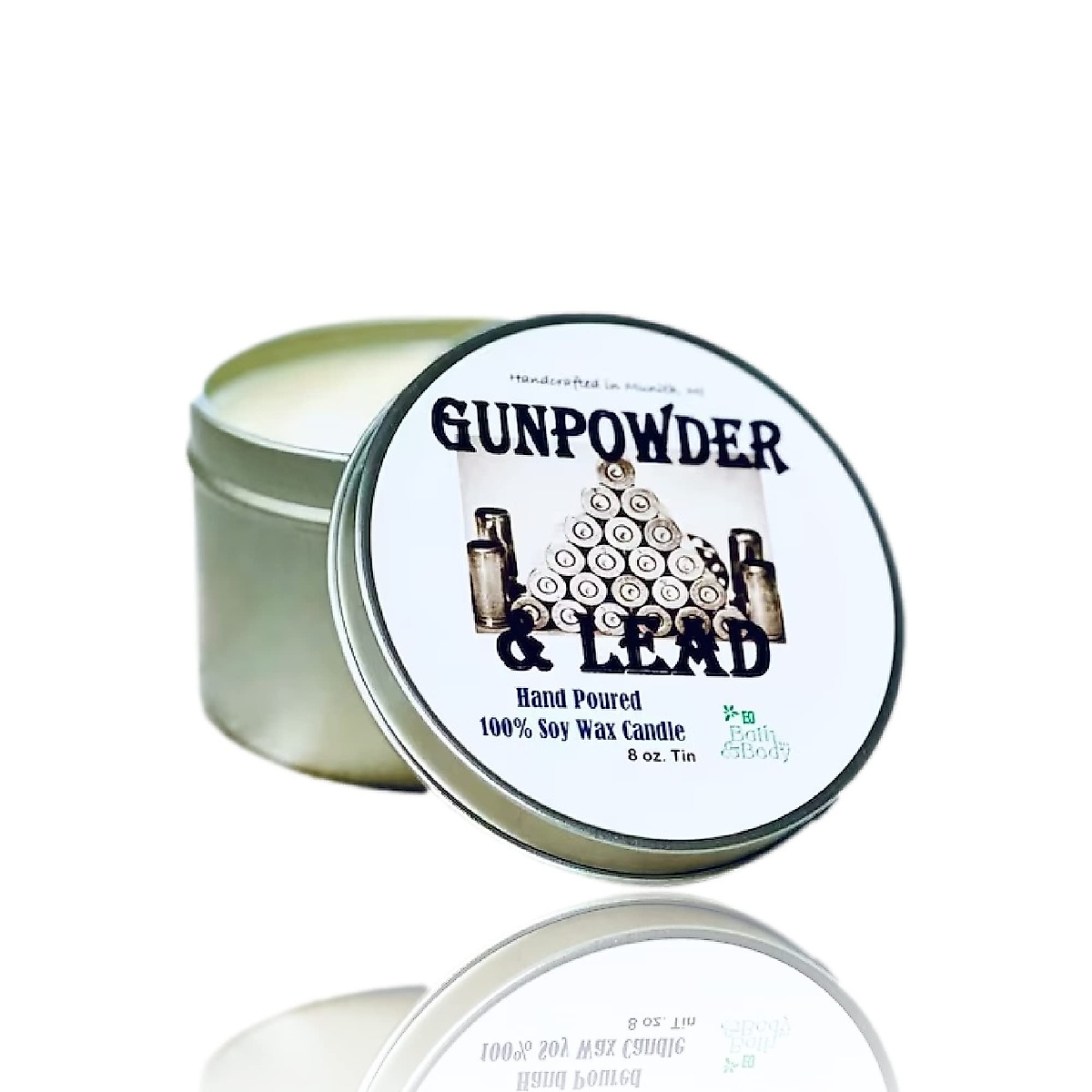 Gunpowder & Lead Man Cave Soy Wax Candle | Gift for Him | Gift for Her | Boyfriend | Dad | Vegan | Includes Gift Box | 8 oz Tin
