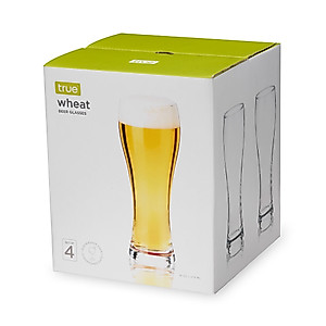 True Wheat Beer Glasses, Pilsner Beer Glass, Craft Brew Lovers Glassware, 23 Ounce, Large Beer Glasses, Set of 4 Pilsner Glasses, Clear Glass