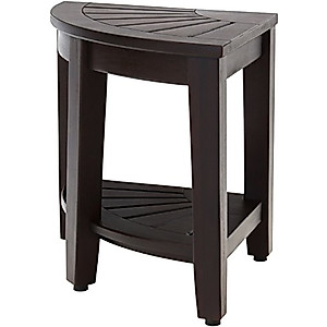 AquaTeak 15.5" Kai Corner Mocha Teak Shower Bench with Shelf