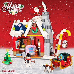 PinkBee Christmas Gingerbread House 2022 Mini Xmas Tree Building Block Set Creative Ornament Toys Kits Micro Bricks for Adults Kids 8-12 6-12 7-9（788Pcs）