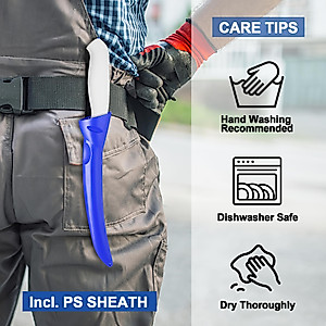 DELFINA 7 inch Flexible Fillet Knife For Fish W/Softgrip & Sheath, High Carbon Japanese 420J2 Stainless Steel Fish Fillet Knife, Ideal for Filleting, Removing Fish Skin, Deboning