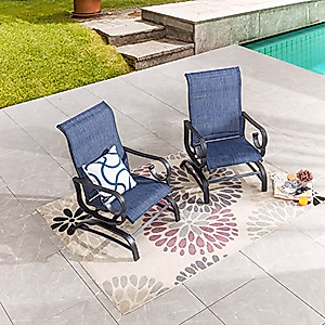 LOKATSE HOME Patio Dining Chair Set of 2 with Textilene Mesh for Backyard Porch Garden, Blue