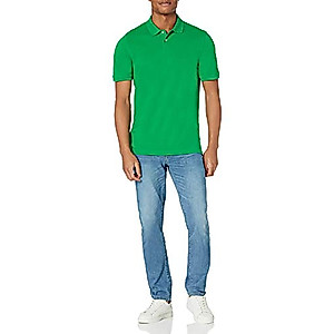 Amazon Essentials Men's Slim-Fit Cotton Pique Polo Shirt, Green, Large