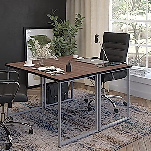 Flash Furniture Harvey Black Finish Computer Desk with Silver Metal Frame