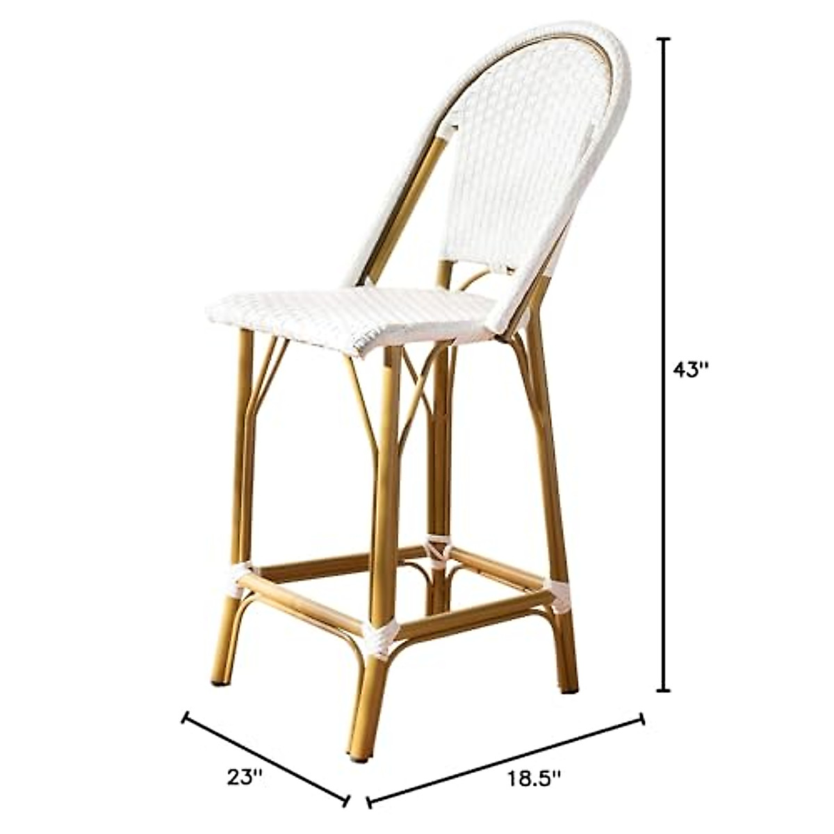 SAFAVIEH PAT4019A Collection Gresley Navy and White Indoor/Outdoor Stacking French Bistro Counter Stool