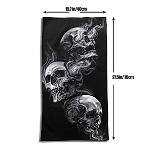 LASWEGA Smoke Skull Luxury Hand Towels,Ultra Soft & Highly Absorbent Premium Microfiber Bath Towel for Hand,Gym,Beauty,Hair,Spa,and Home Hair Care,27.5 * 15.7in