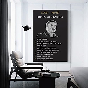 Khglxm ELON MUSK Motivational Poster Rules of Success Canvas Wall Art Prints for Wall Decor Room Decor Bedroom Decor Gifts Posters 08x12inch(20x30cm) Unframe-style