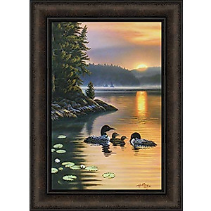 Edge of The Sun by Rick Kelley 16x22 Loons Lake Sunrise Sunset Framed Art Print Wall Décor Picture