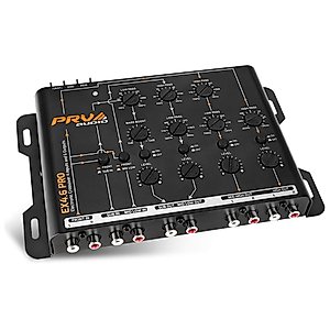 PRV AUDIO Crossover Car Audio EX4.6 PRO 4 Way or 3 Way Electronic Crossover 9 Volts, 4 in 6 Out RCA Channels Car Sound Processor