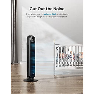 Dreo 42'' Pilot Pro Tower Fan with Remote, Black (DR-HTF005) & Nomad One Tower Fan with Remote, 24ft/s Velocity Quiet Cooling Fan, 90° Oscillating Fan, Black, (DR-HTF007)