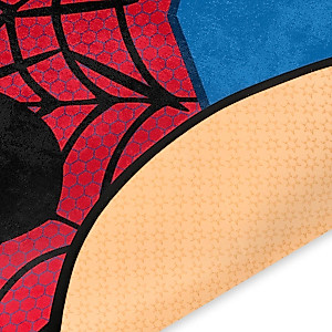 Red Spider Web Round Area Rug Large Aesthetic Area Rugs for Kids Room Nursery Decorations, 3 ft Diameter Cool Non-Slip Doormat Floor Carpet Decor