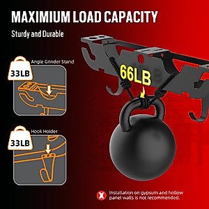 Angle Grinder Holder for Milwaukee/Dewalt, Angle Grinder Tool Stand, Grinders Power Tools Holder Storage Rack, Garage Wall Mount Bracket for Cutters Polishers with Cord Hanger and Hooks