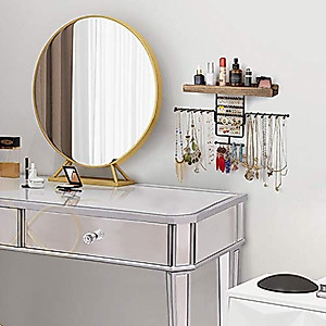 Jewelry Organizer Wall Mounted Rotating Jewelry Holder Hanging Storage Display for Necklaces Bracelet Earring Ring (Carbonized Black)