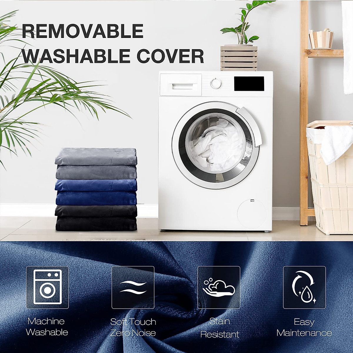 [Removable Outer Cover] Large Bean Bag Chair, 3 ft Bean Bag Chairs for Adults/Kids with Filling,Soft Memory Foam Bean Bag with Filler Included,Machine Washable - 3 Foot,Dark Blue