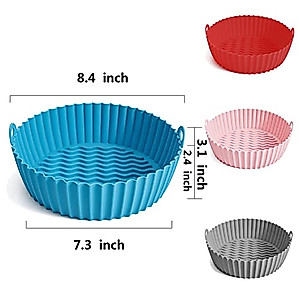 2 Pcs Air Fryer Silicone Liner - 8.4 Inch Air Fryer Silicone Replacement for Flammable Parchment Liner Paper Reusable Non-stick Air Fryer Accessories for Baking Cooking Food with Water & Oil Proof