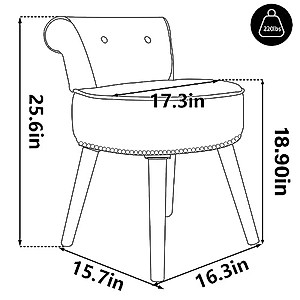 YYW HOME Vanity Chair with Back - Small Makeup Stool Velvet Vanity Chair Tufted Accent Chairs Makeup Chair for Vanity for Women Girl and Kids (White)