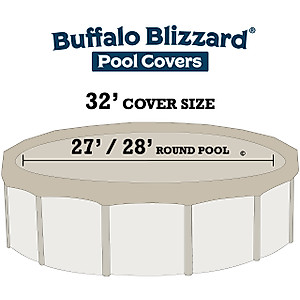 Buffalo Blizzard Supreme Plus Winter Cover for 28' Foot Round above-Ground Swimming Pools | Tan/Silver Reversible | All Covers Include 4' Feet of Overlap for Secure Installation to Measure 32' Feet