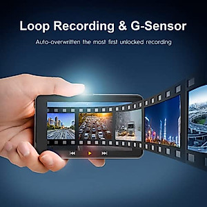 DAJKRTIA Dash Cam 1080P Car Dash Camera, Super Night Vision Driving Recorder 3 Inch LCD Screen 170° Wide Angle, G-Sensor, Accident Record, Loop Recording